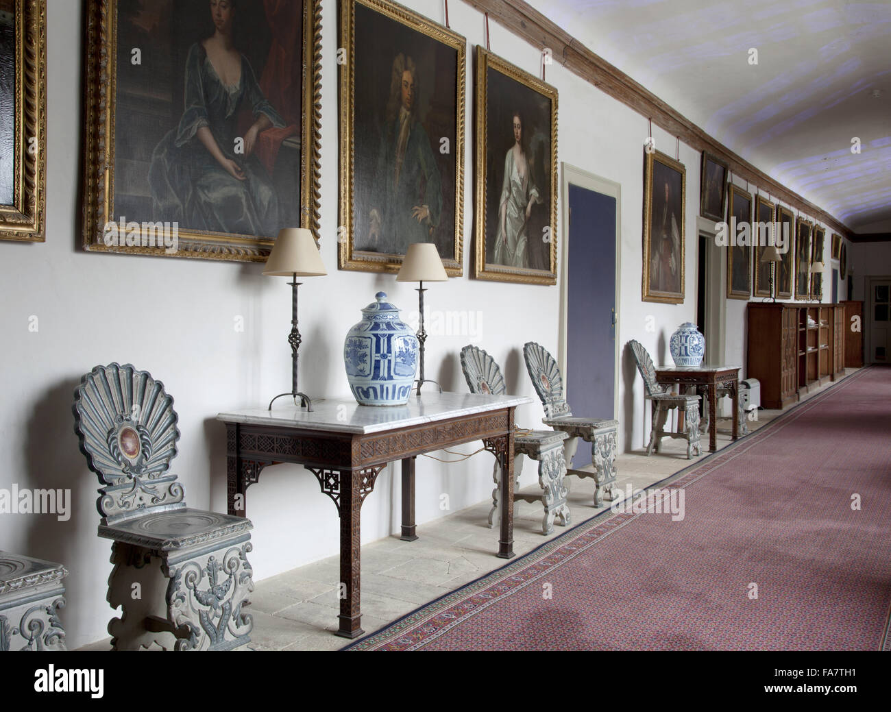 The Stone Gallery at Lacock Abbey, Wiltshire. The 'sgabello' hall ...