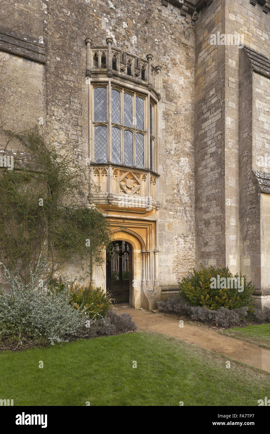 The oriel window with the doorway beneath on the south elevation of ...