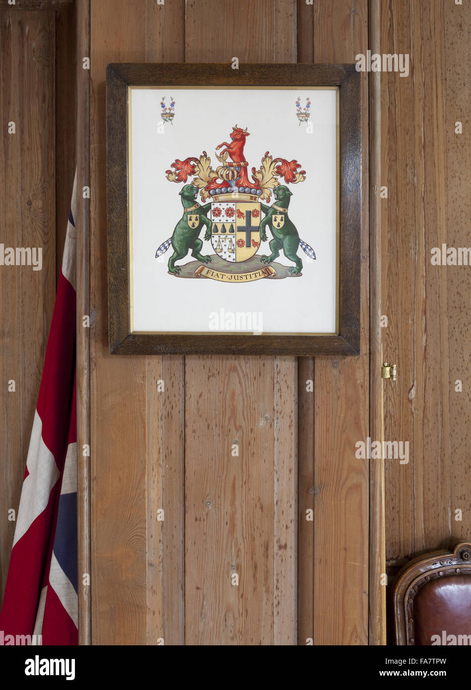 Framed armorial bearings of Lord Nuffield, in the Billiard Room at ...