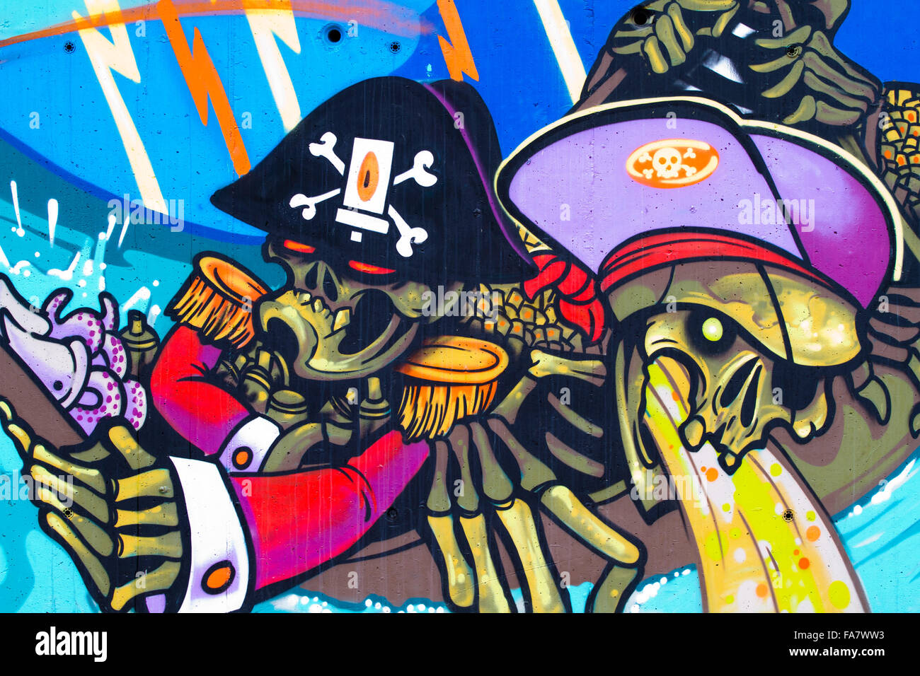 Colorful segment of a graffiti in Spain Stock Photo - Alamy