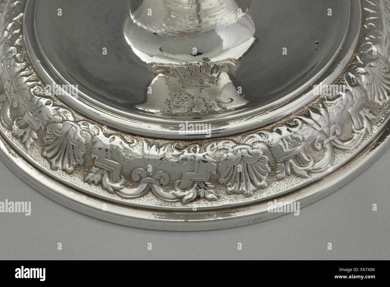 Detail of engraving and edge on a candlestick by Pierre Platel, 1708 ...