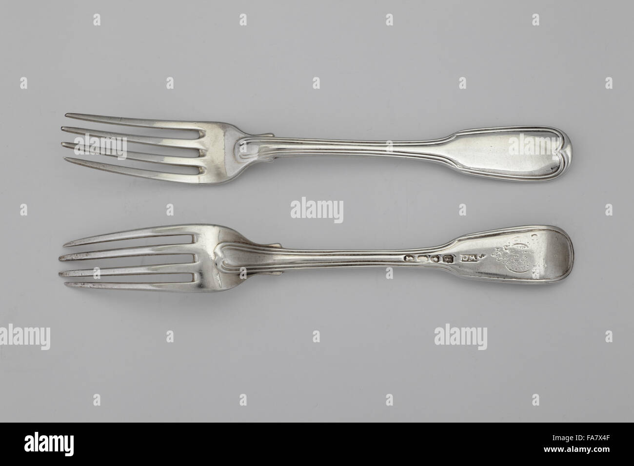 Two dessert forks, 1832, fiddle thread pattern, part of the silver ...