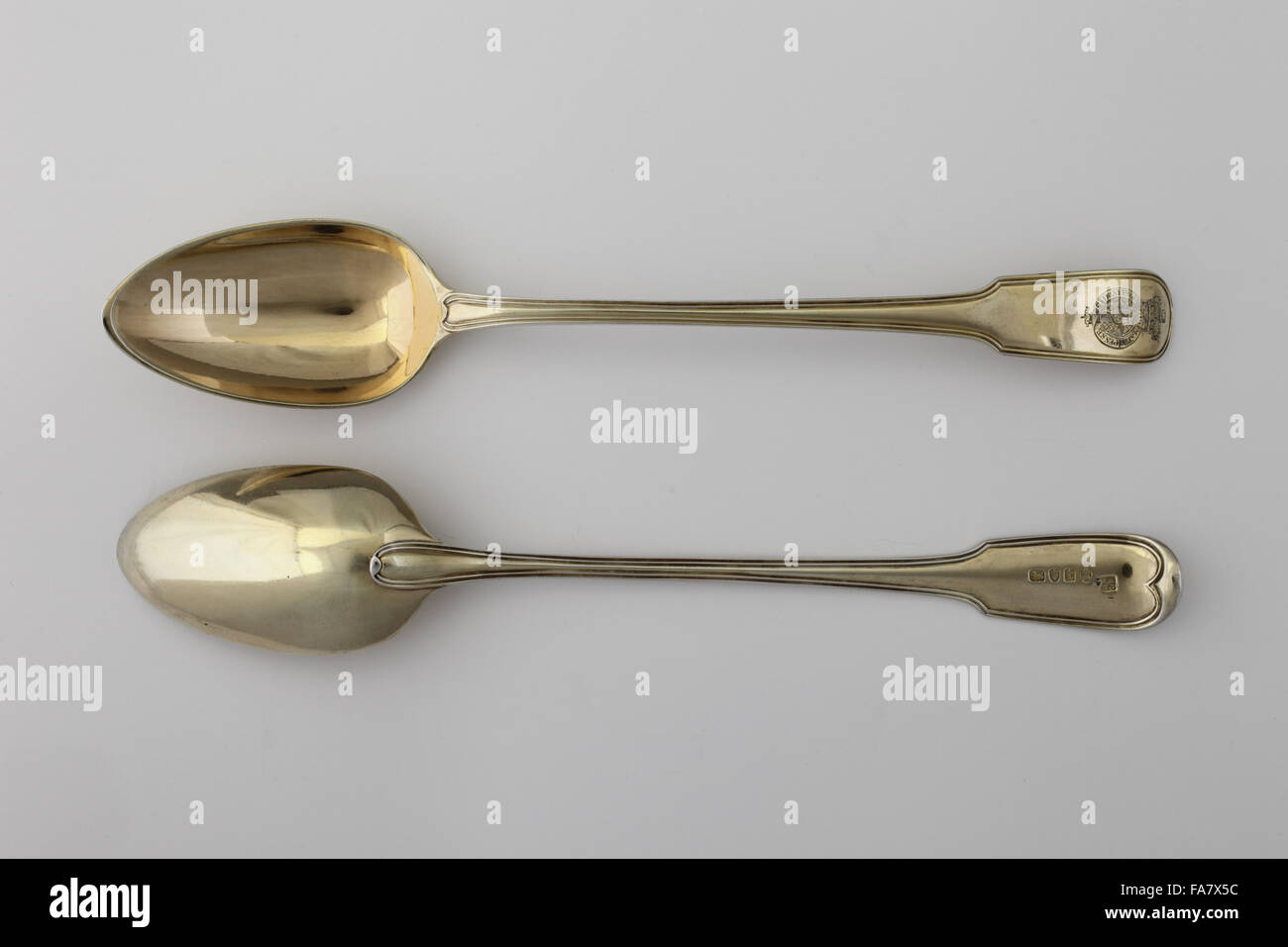 Silver gilt serving spoons, fiddle thread pattern, Royal Alms, 1803 ...