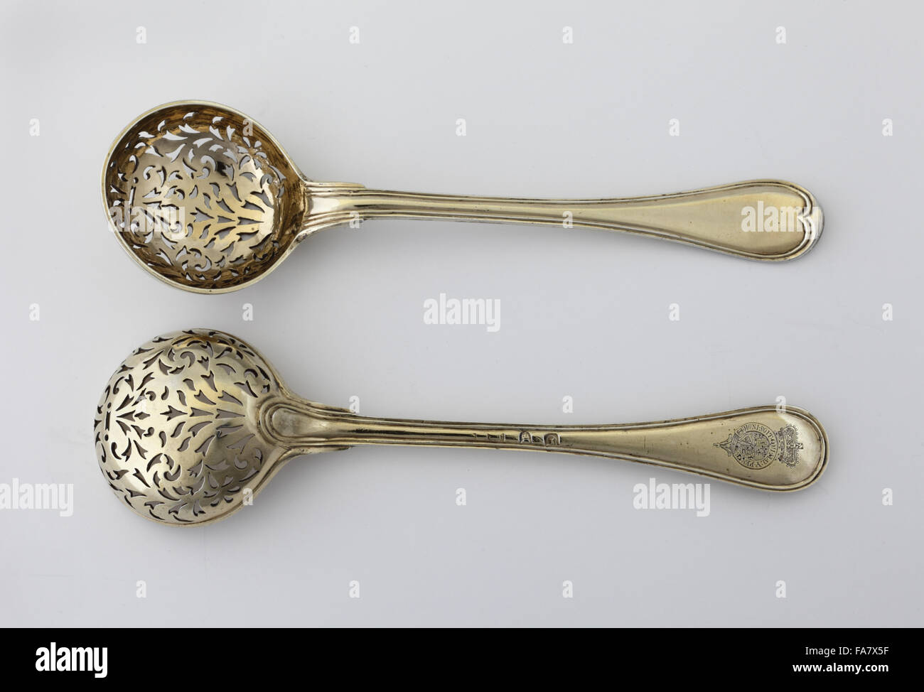 Silver gilt sugar sifters, old English thread pattern, Royal alms, part ...