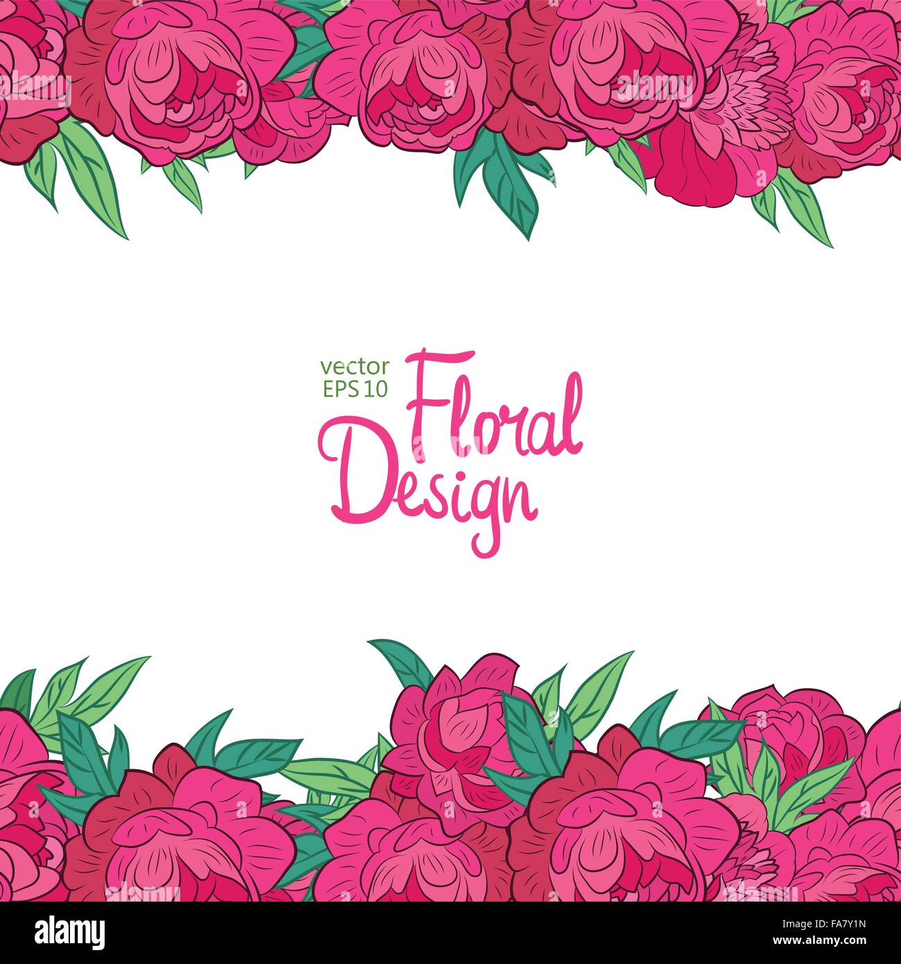 Vector border with peonies Stock Vector Image & Art - Alamy