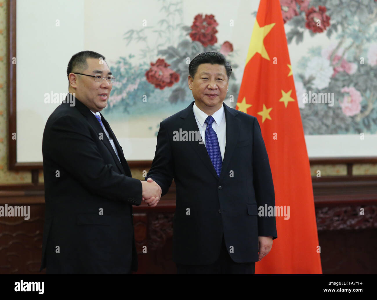 Beijing, China. 23rd Dec, 2015. Chinese President Xi Jinping (R) meets ...