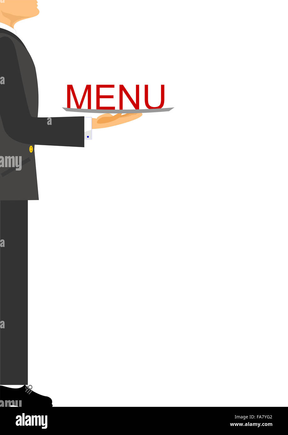 Waiter showing menu,waiting for your order. Place is left for your text ...