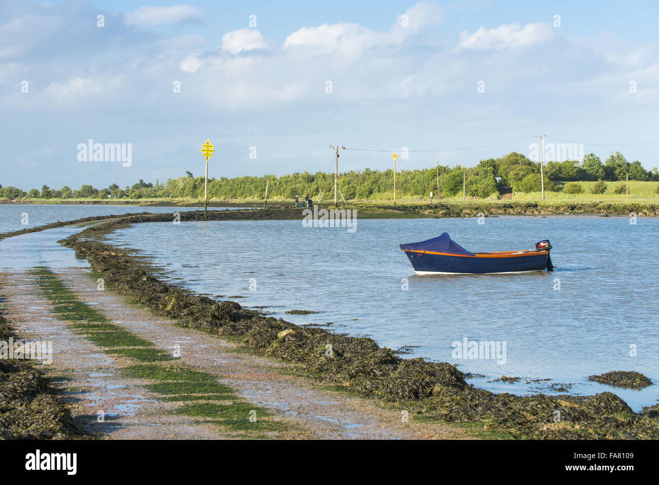 View of the causeway across the Blackwater Estuary to Northey Island ...