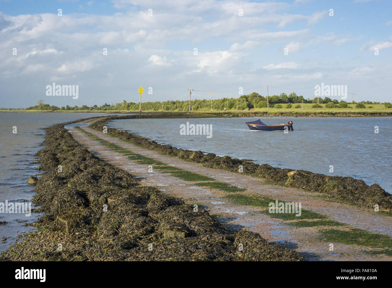 View of the causeway across the Blackwater Estuary to Northey Island ...