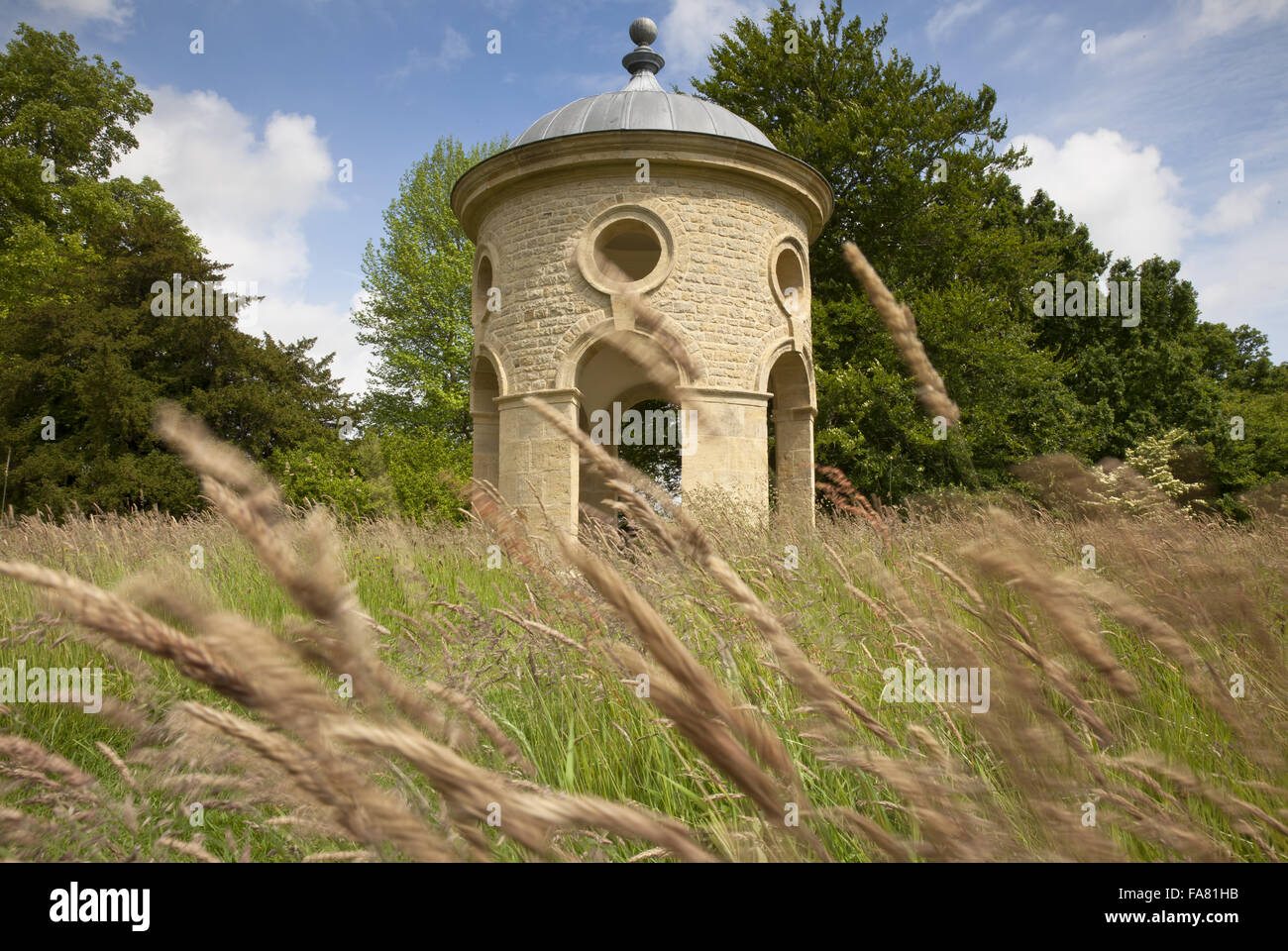 A rotunda at Woolbeding Gardens, West Sussex. Woolbeding is a modern ...