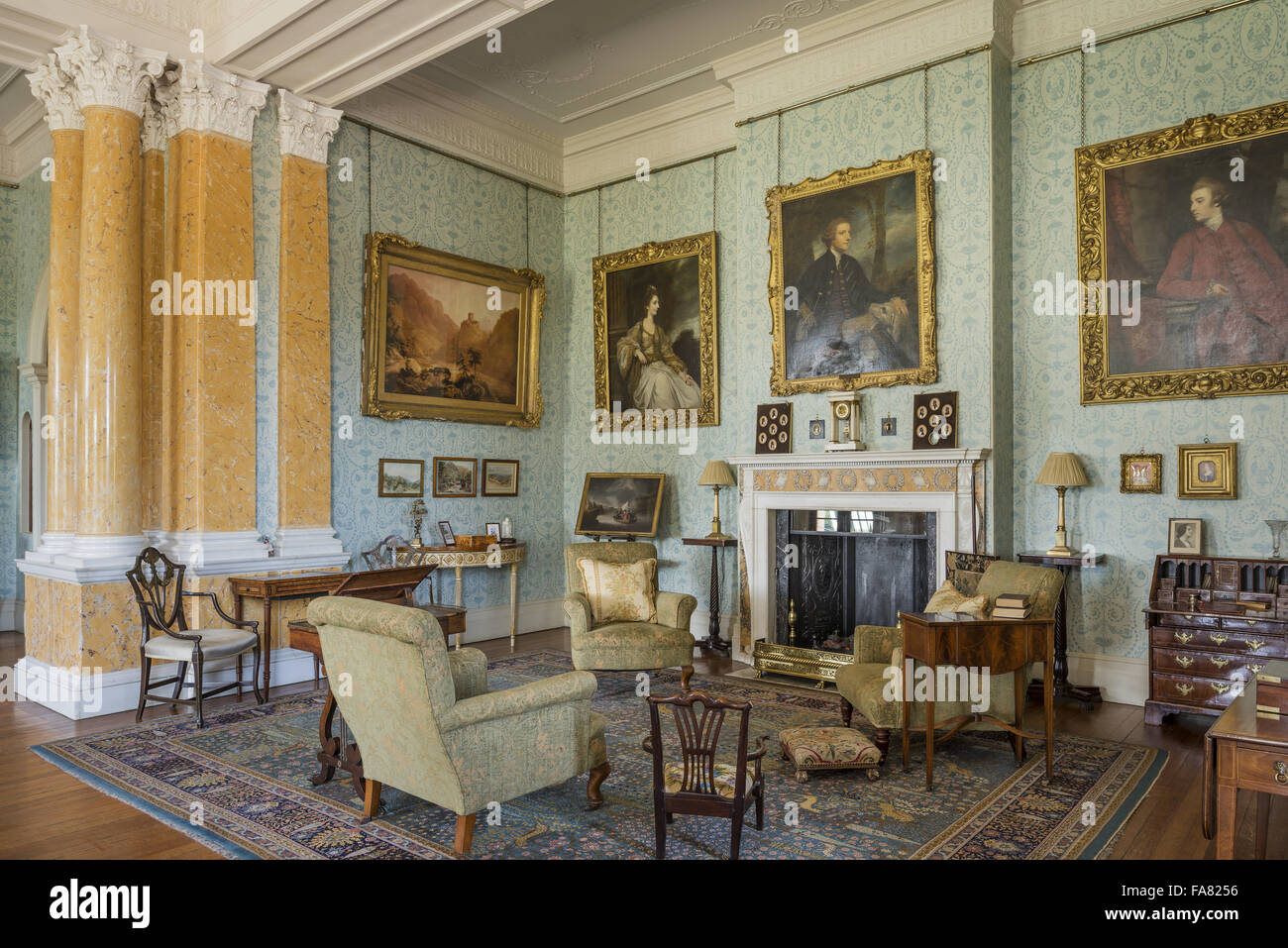 The Drawing Room at Killerton, Devon. This impressive room belongs to ...