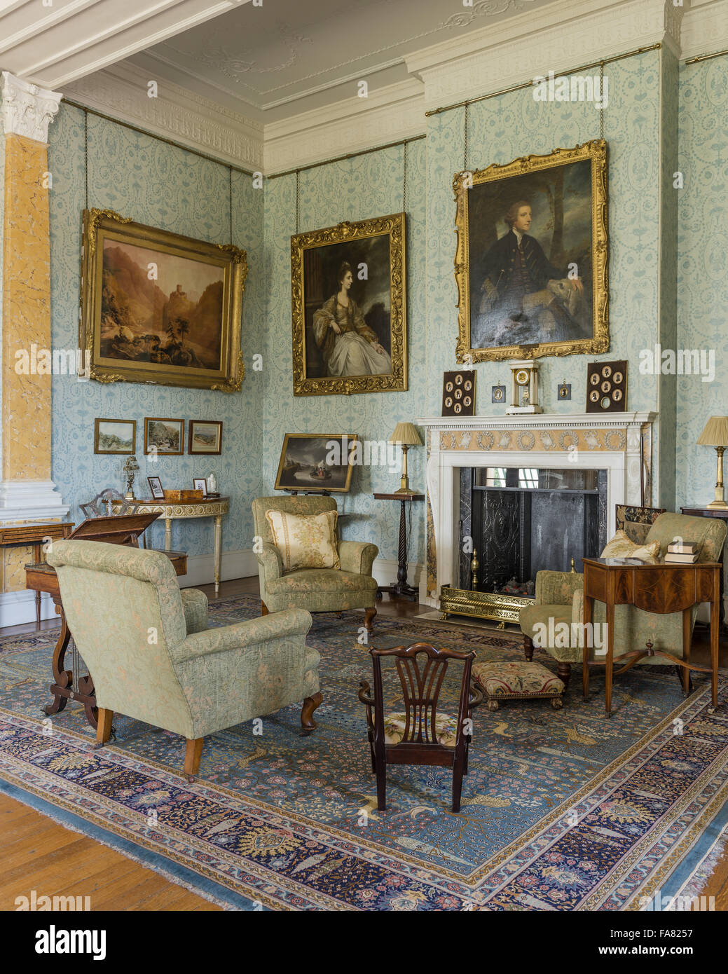 The Drawing Room at Killerton, Devon. This impressive room belongs to ...