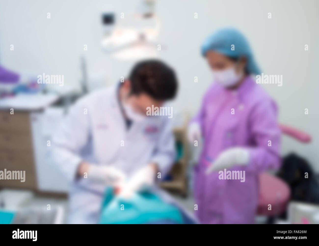 Blurred abstract background of dentistry care unit room interior in ...