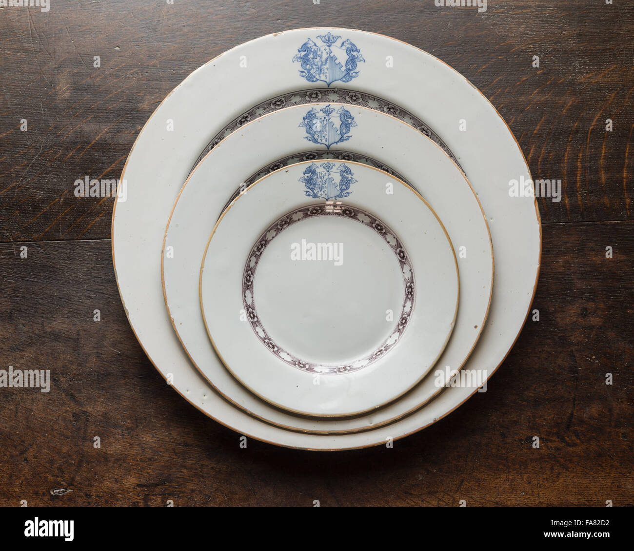 Plates from an 18th-century dinner service at Oxburgh Hall, Norfolk ...