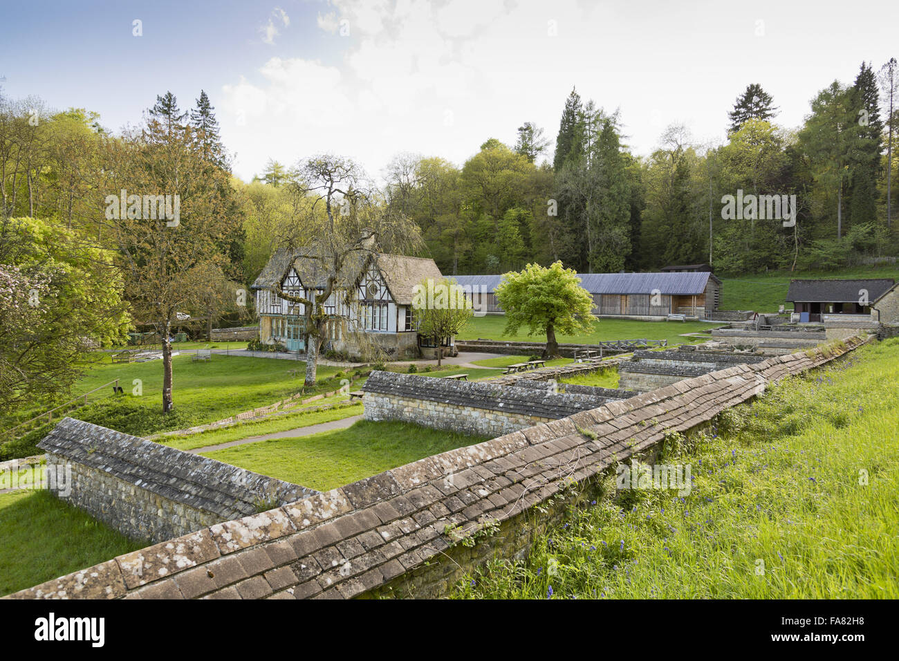 View across the North Range remains of Chedworth Roman Villa ...