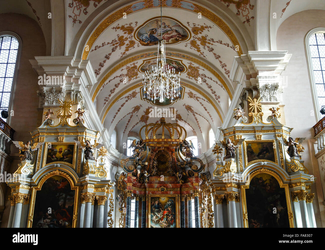 Ebersmunster Abbey Cathedral majestic interior, baroque style, Alsace ...