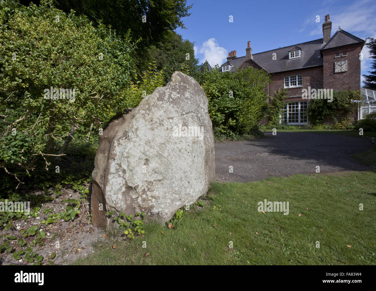 Sarsen stone in front of Max Gate, Dorset. The writer Thomas Hardy ...