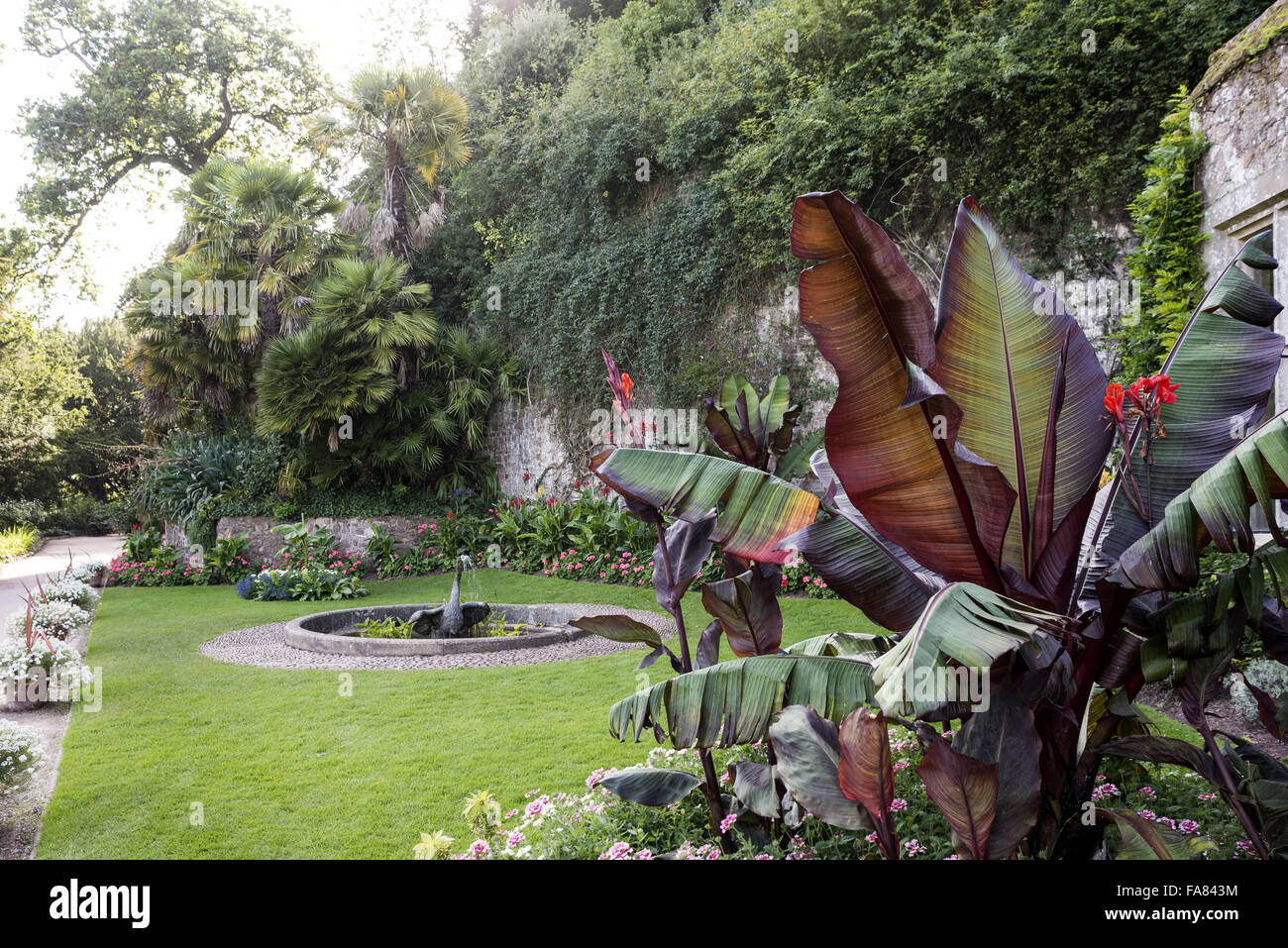 Part of the garden in September at Dunster Castle, Somerset Stock Photo ...