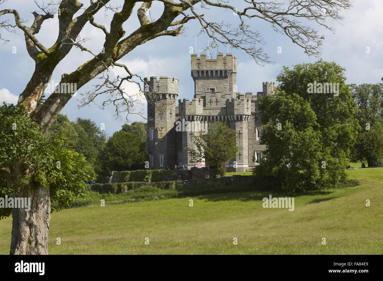 Wray Castle, Cumbria. The castle was built in 1840 in Gothic Revival ...