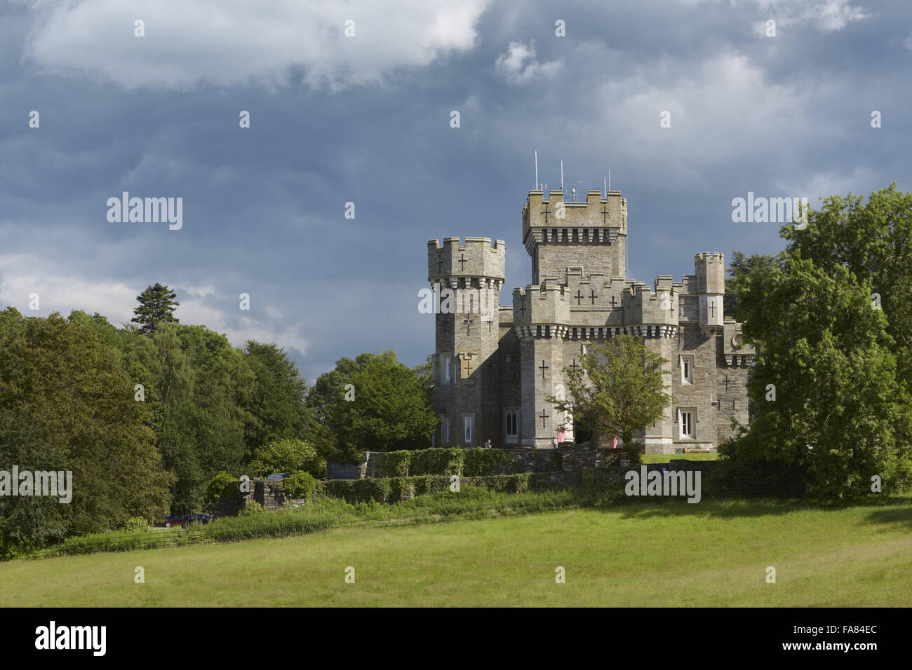 Wray Castle, Cumbria. The castle was built in 1840 in Gothic Revival ...
