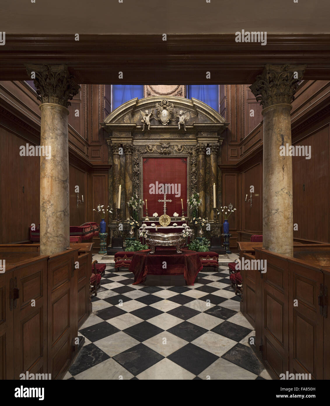 The Chapel at Belton House, Lincolnshire, UK, looking towards the late ...