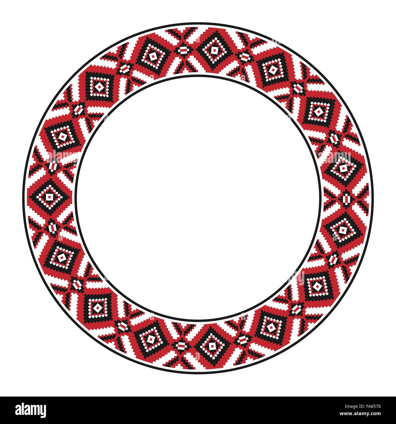 Vector illustration of traditional Slavic round embroidered pattern ...