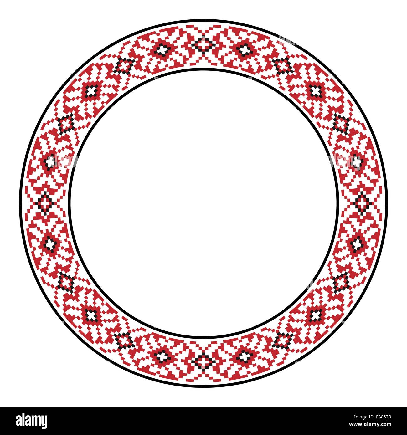 Vector illustration of traditional Slavic round embroidered pattern ...