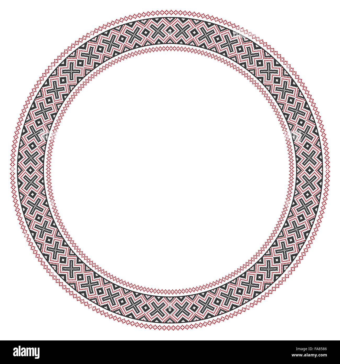 Vector illustration of traditional Slavic round embroidered pattern for ...
