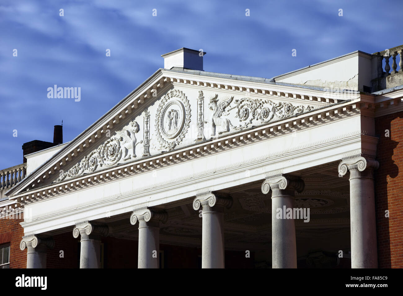 The pediment of the "transparent" portico on the east front at Osterley ...