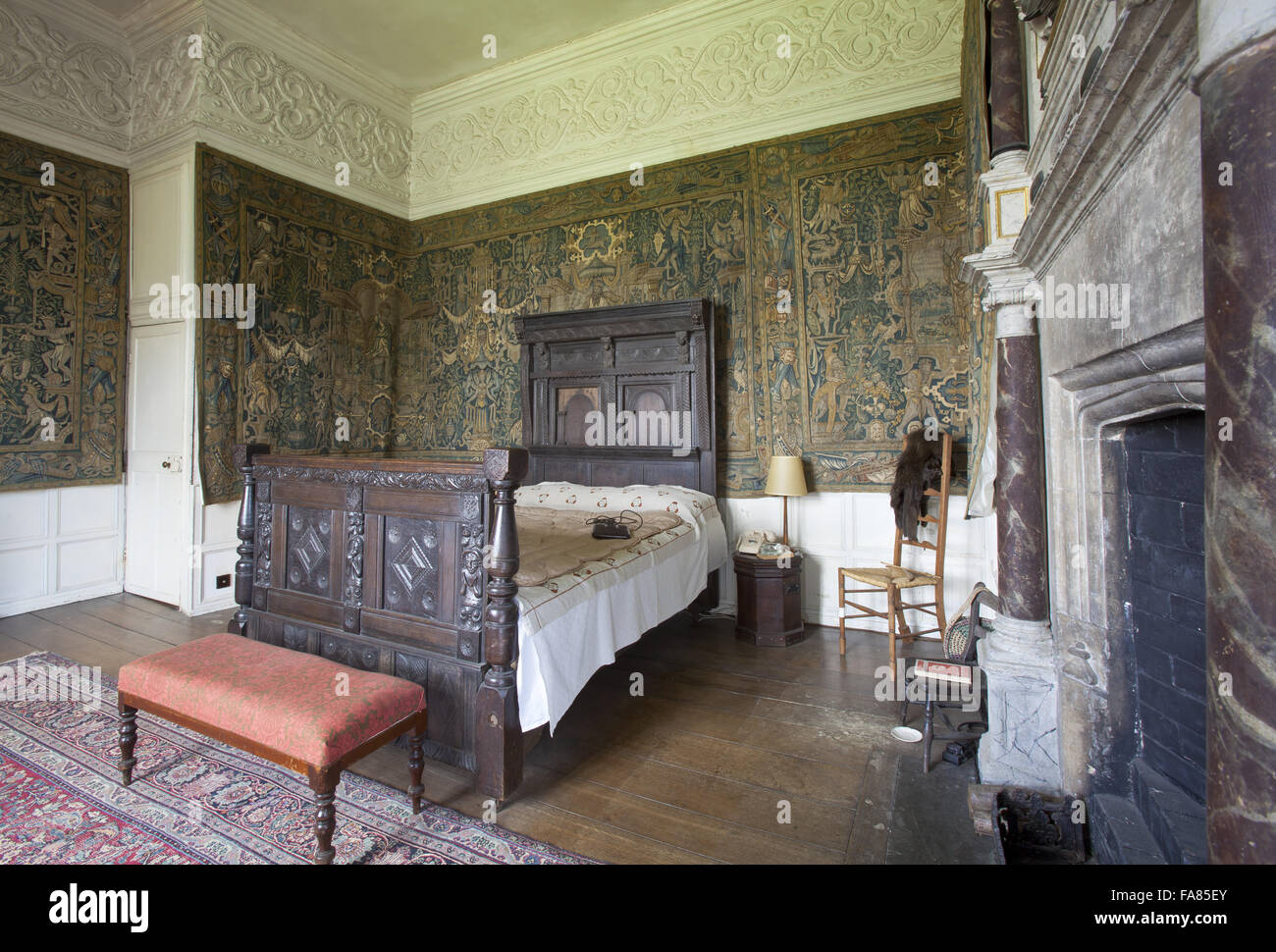 The Sheldon Room at Chastleton House, Oxfordshire. The carved oak ...