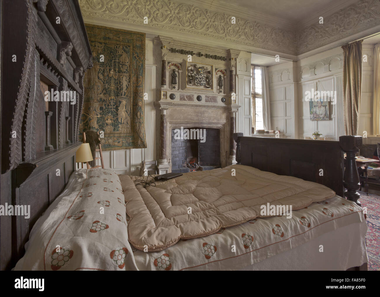 The Sheldon Room at Chastleton House, Oxfordshire. The carved oak ...