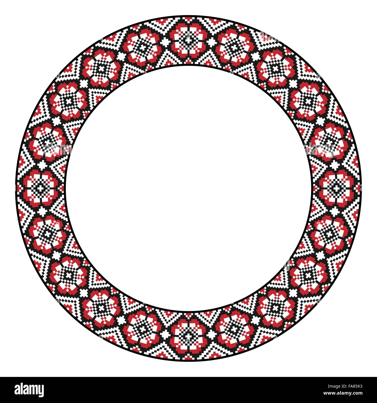 Vector illustration of traditional Slavic round embroidered pattern for ...