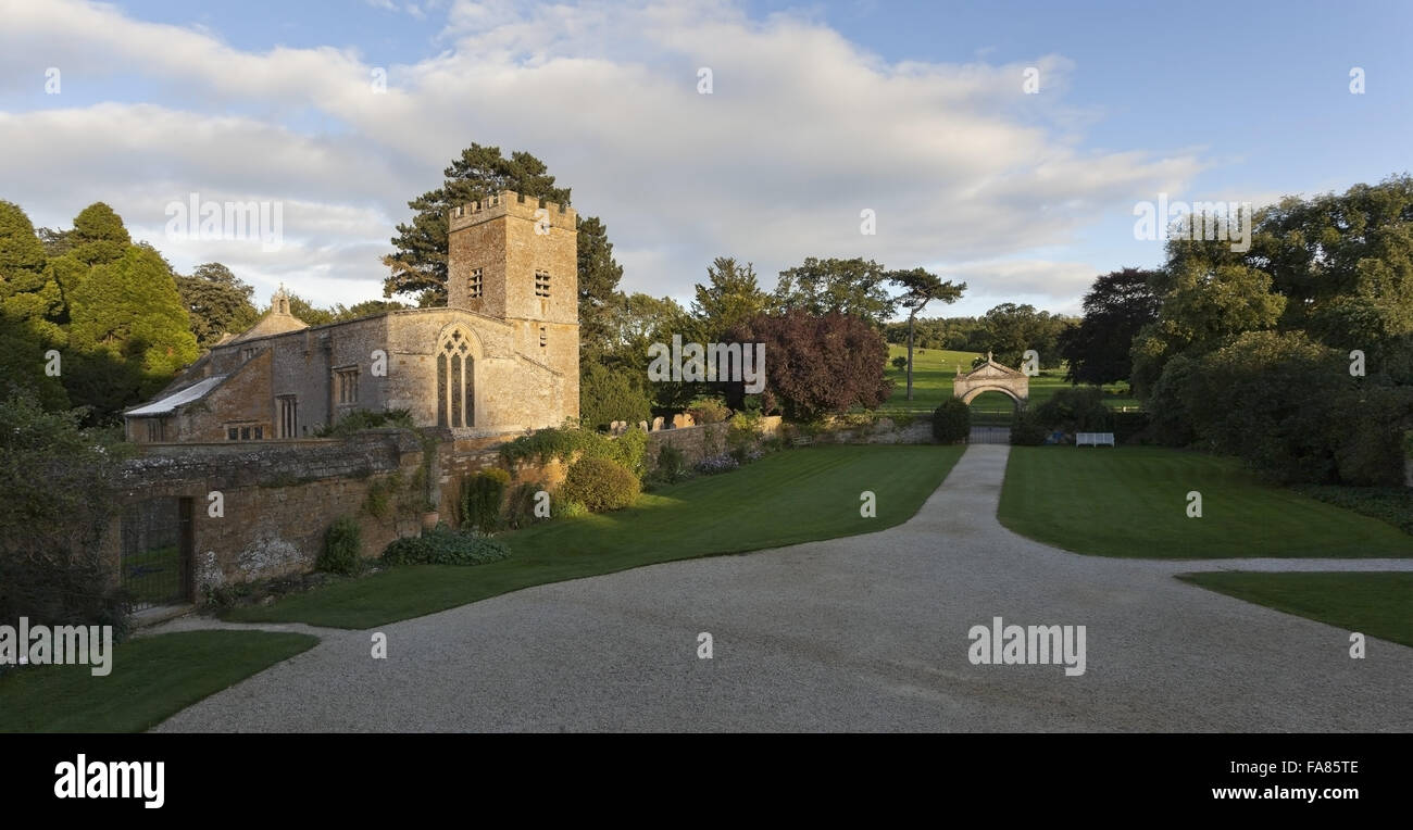 A view from the front steps of Chastleton House, Oxfordshire, looking ...