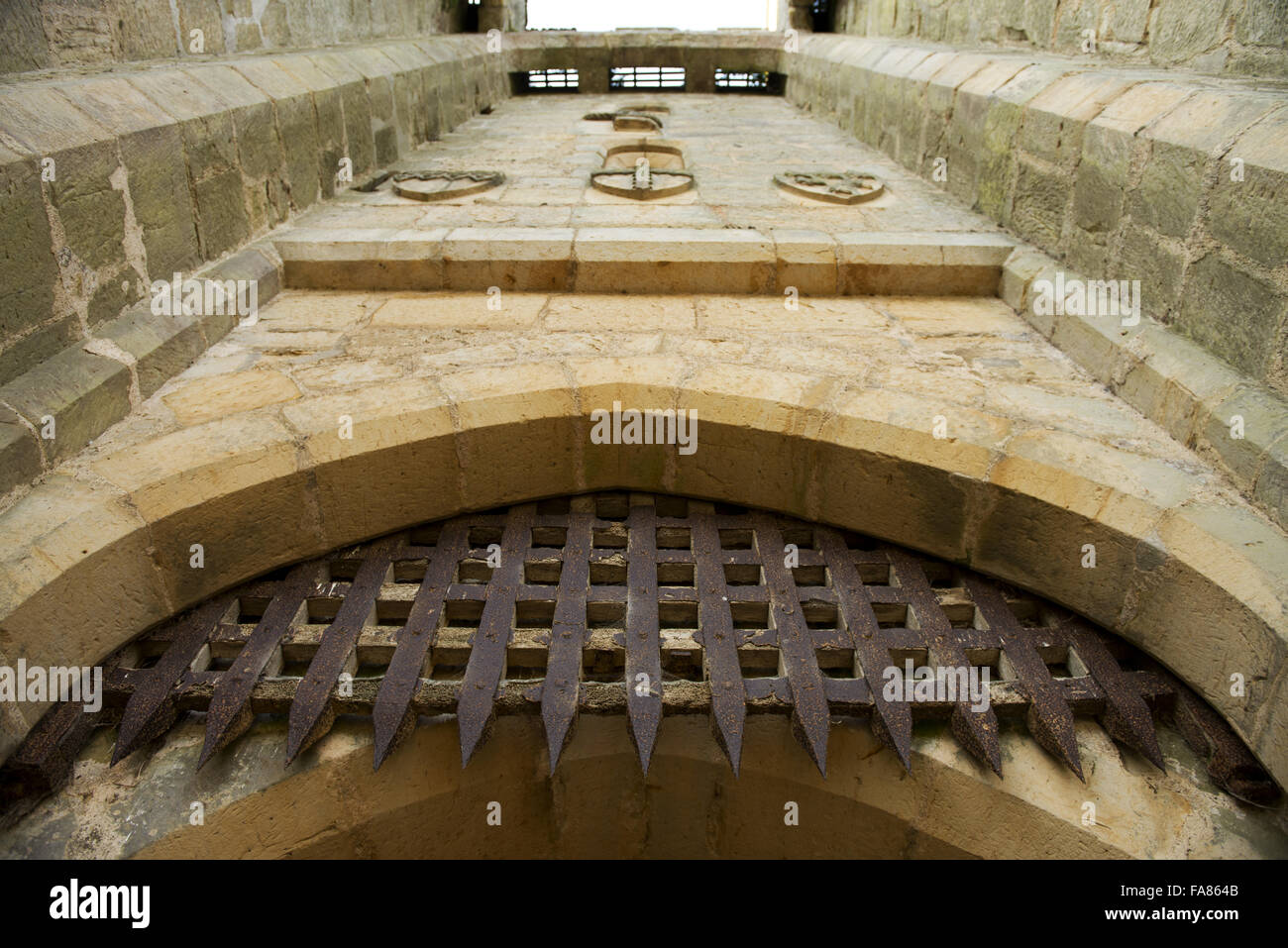The portcullis at Bodiam Castle, East Sussex Stock Photo - Alamy