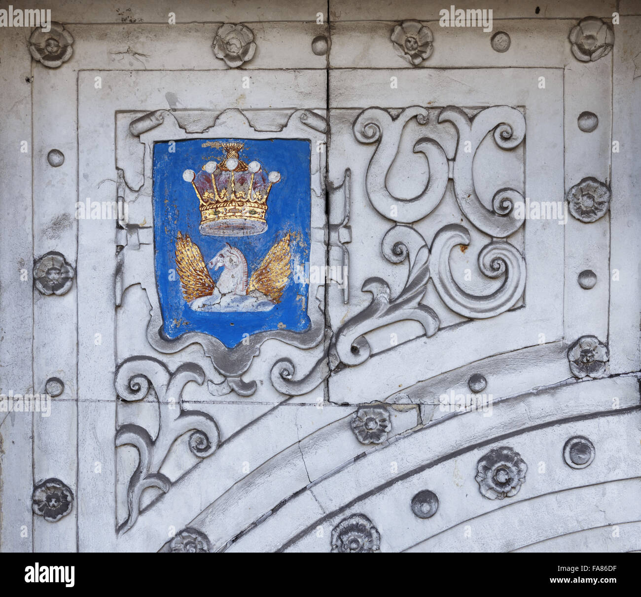 Decorative heraldic detail on the front elevation at Ham House, Surrey ...