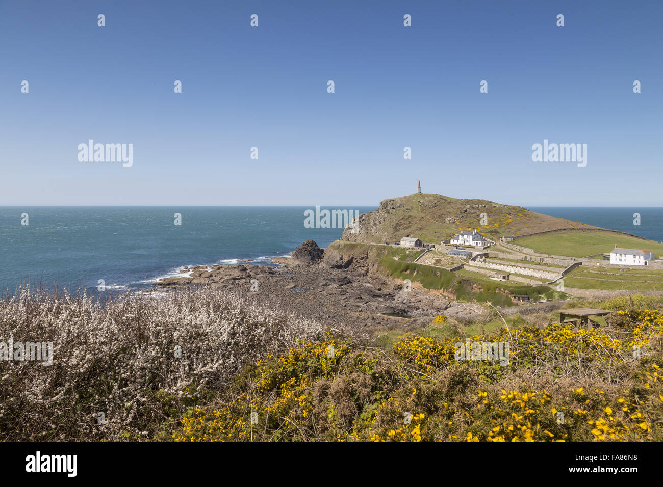 Levant Mine and Beam Engine, Cornwall. High on the cliffs overlooking ...