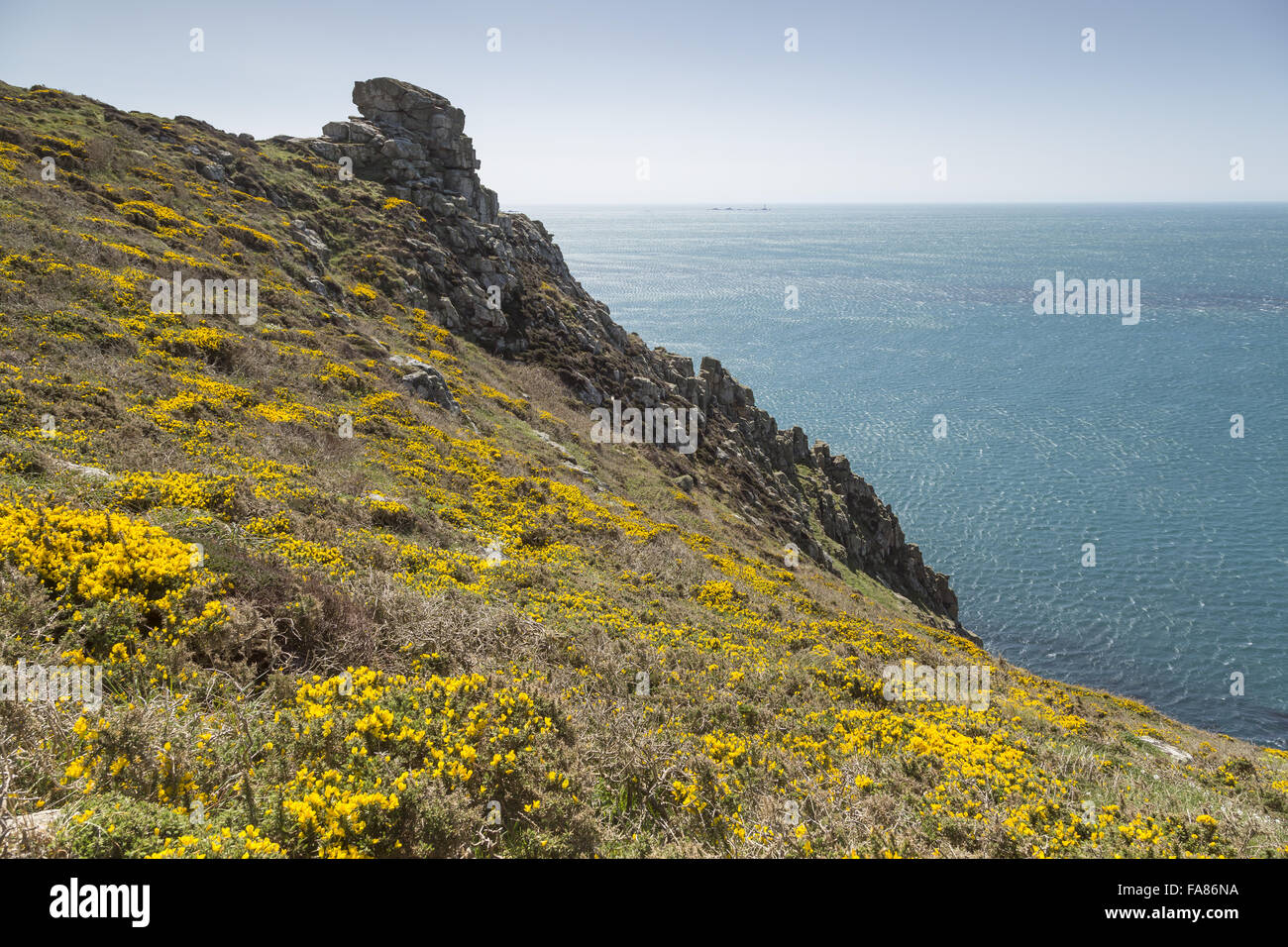 Levant Mine and Beam Engine, Cornwall. High on the cliffs overlooking ...