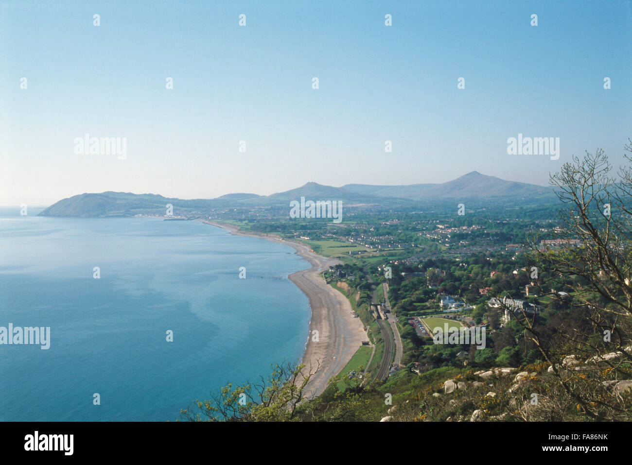 Ireland, Dublin, view southwards from Killiney Hill over Killiney Bay ...