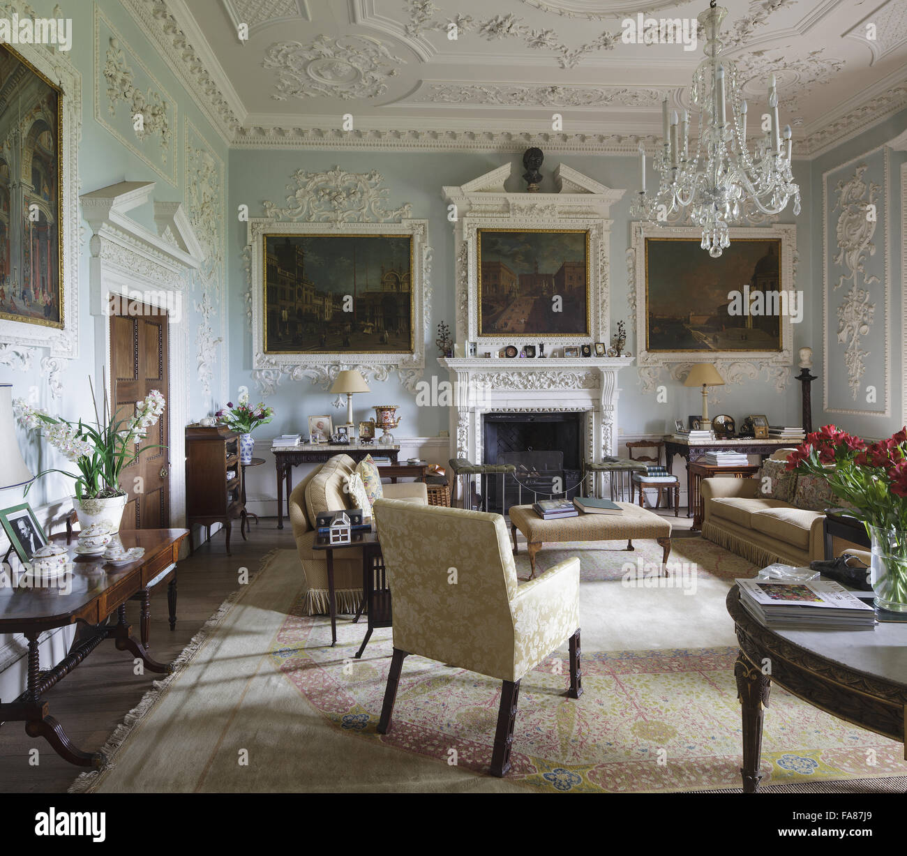 A sitting room at Farnborough Hall, Warwickshire. Farnborough Hall is ...