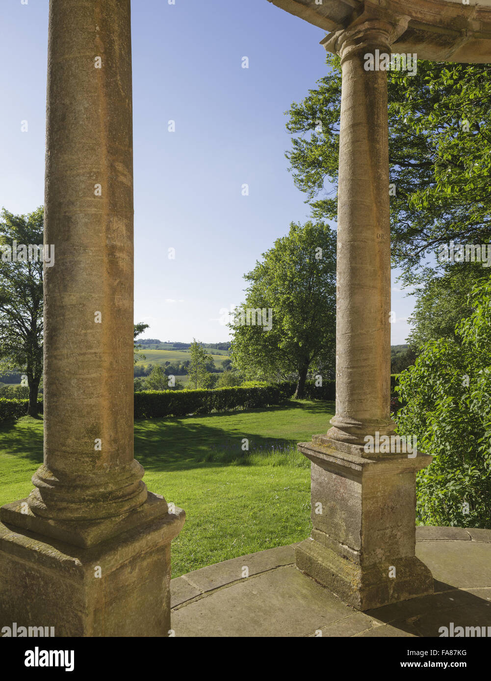 A temple in the garden at Farnborough Hall, Warwickshire. Farnborough ...