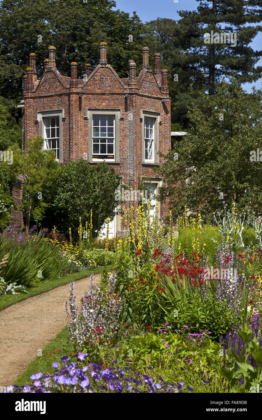The Pavilion in the garden at Melford Hall, Suffolk. The octagonal ...