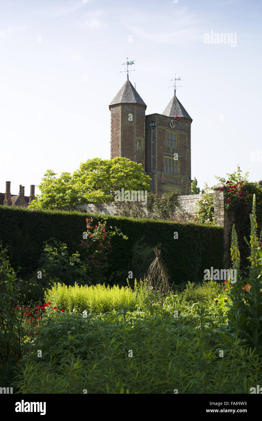 The Tower seen from the gardens in July at Sissinghurst Castle, Kent ...