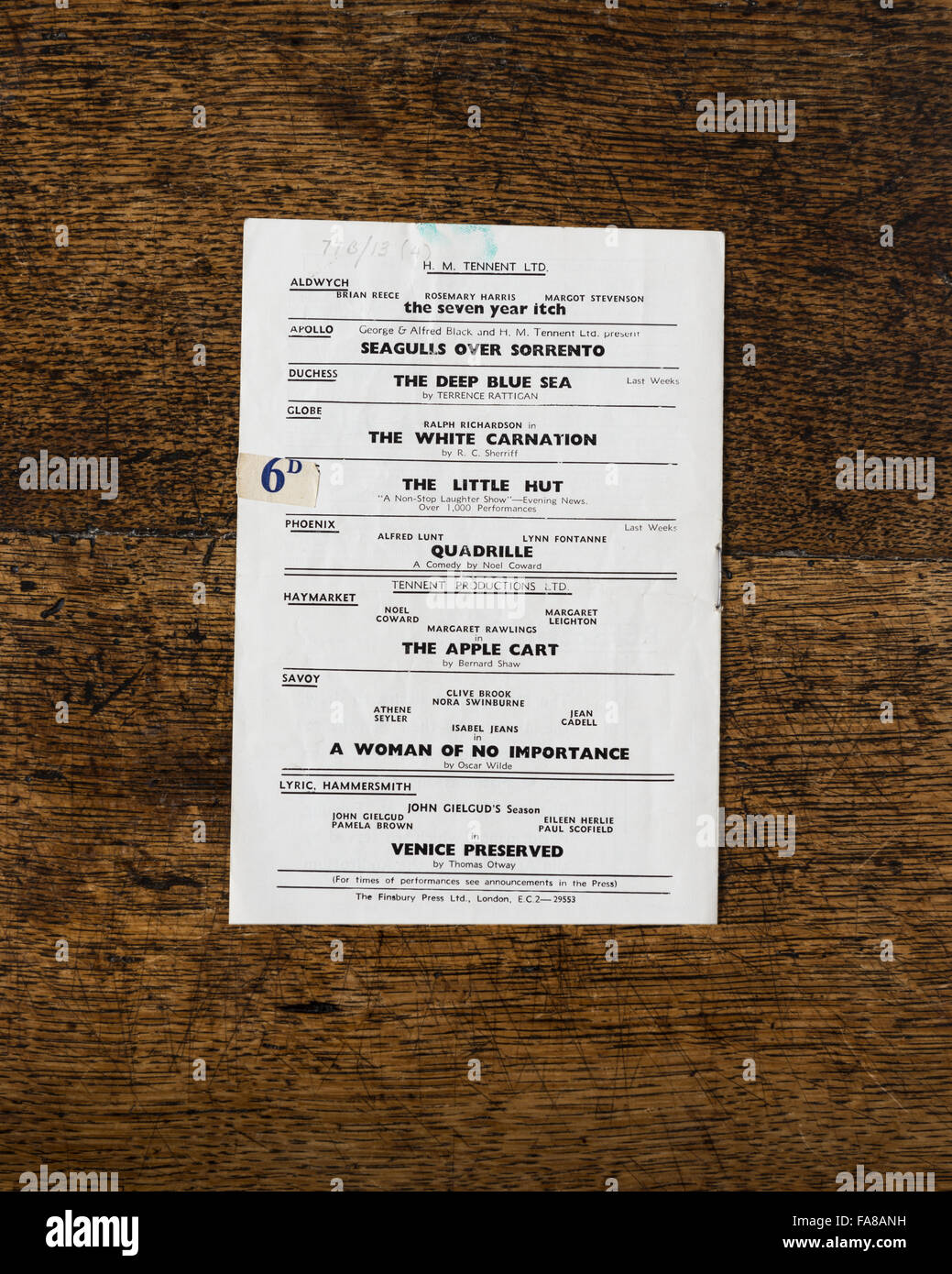 Theatre programme hi-res stock photography and images - Alamy