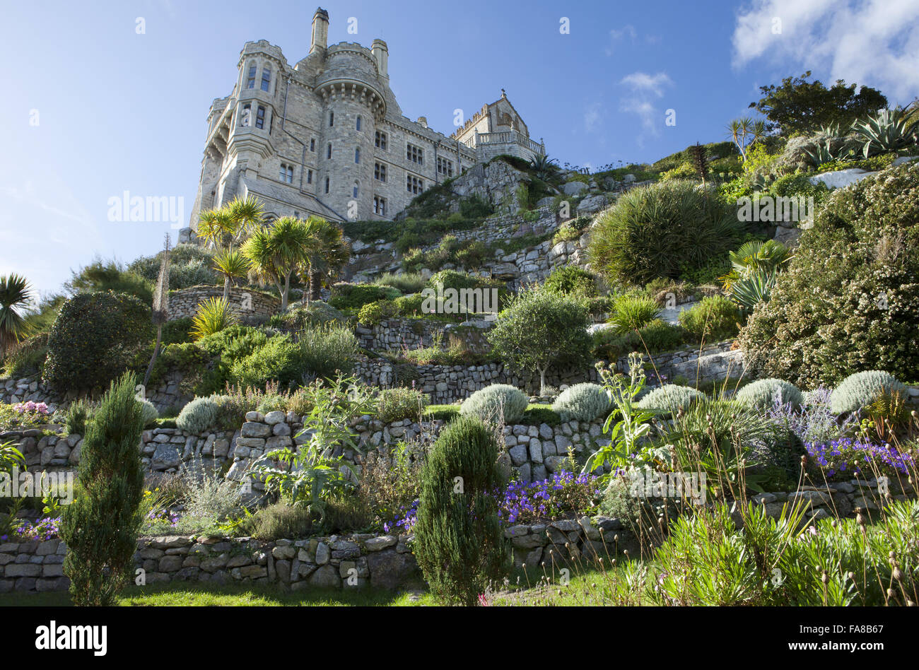 St Michael's Mount, Cornwall. This iconic rocky island is crowned by a ...