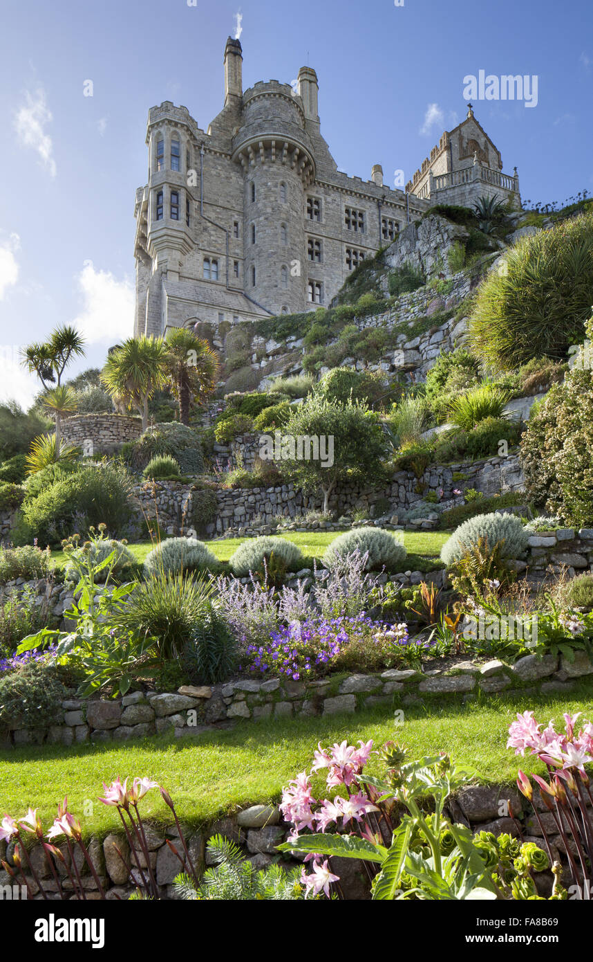 St Michael's Mount, Cornwall. This iconic rocky island is crowned by a ...