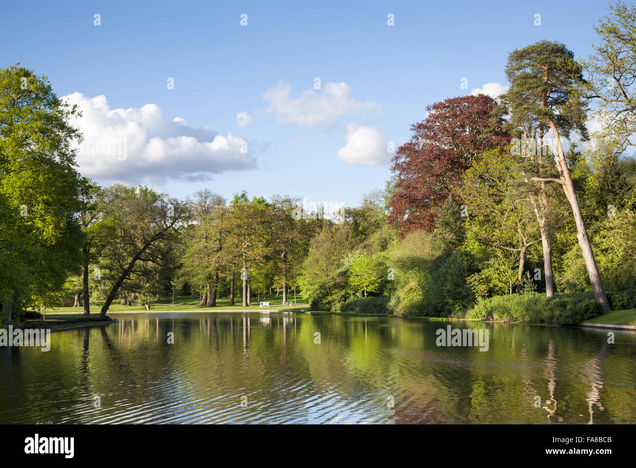 The lake at Claremont Landscape Garden, Surrey. The lake as planned by ...