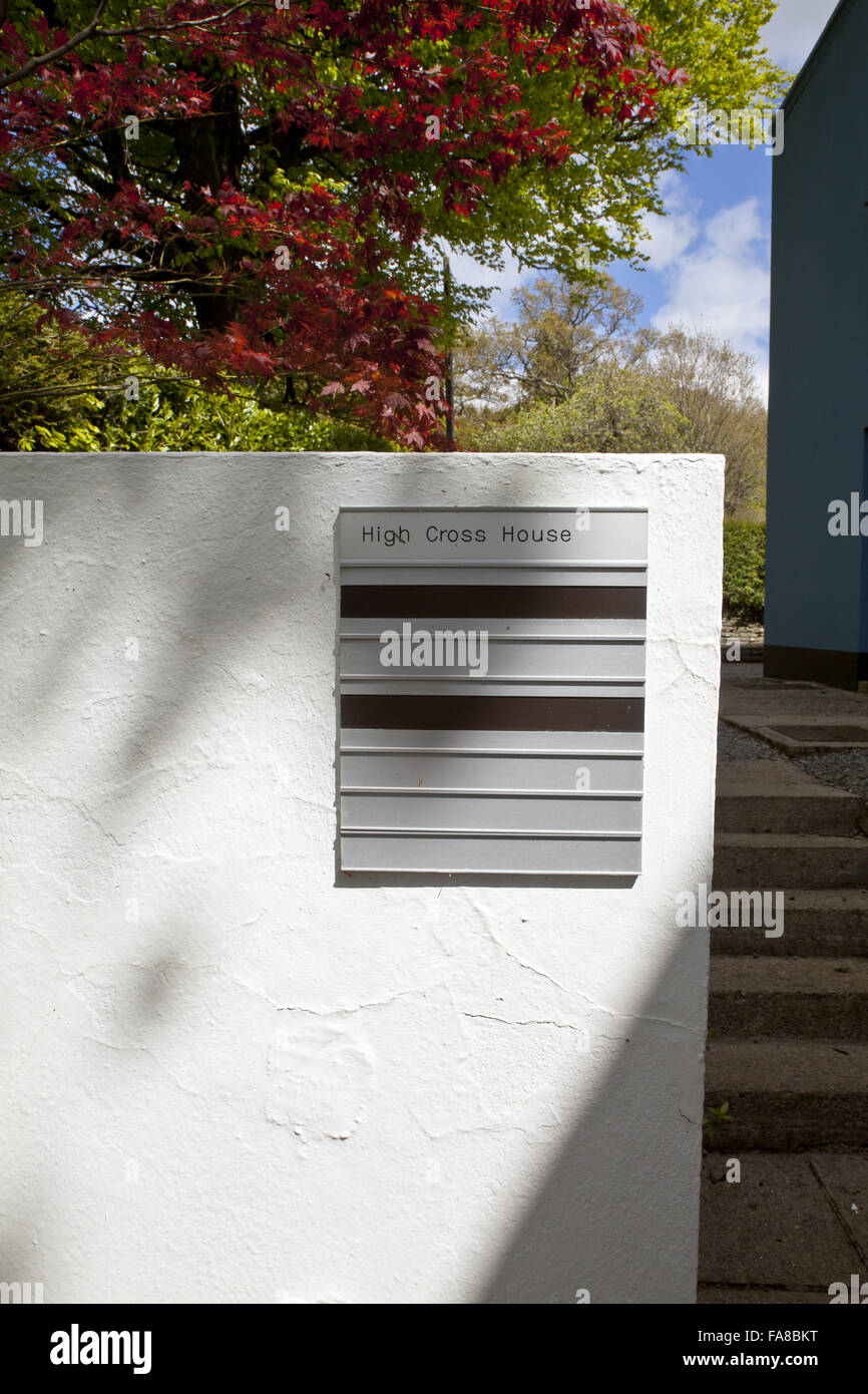 Steps into the garden at High Cross House, Dartington, Devon. High ...