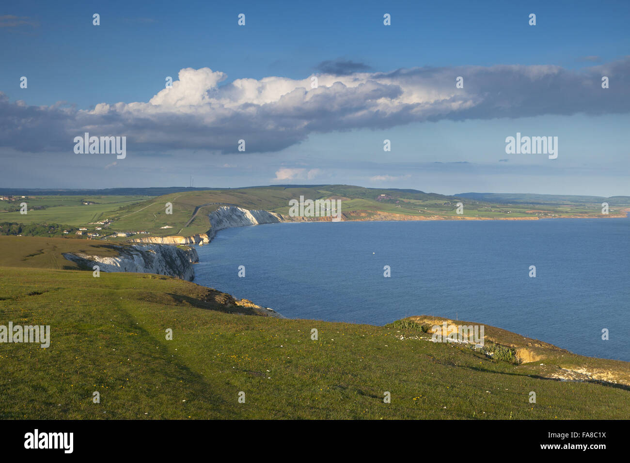 View of Compton Bay, Compton Chine and Compton Down from Tennyson Down ...