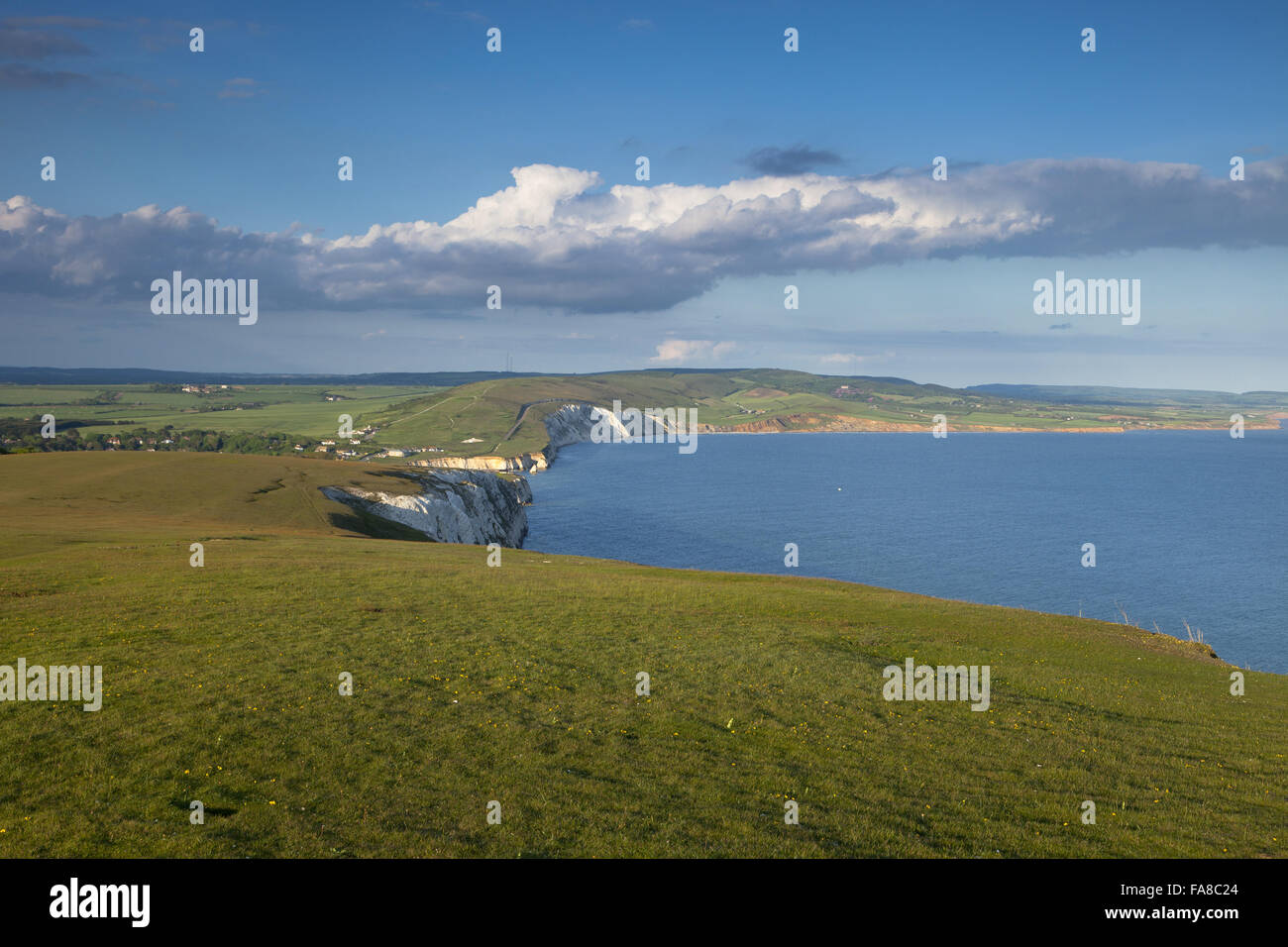 View of Compton Bay, Compton Chine and Compton Down from Tennyson Down ...