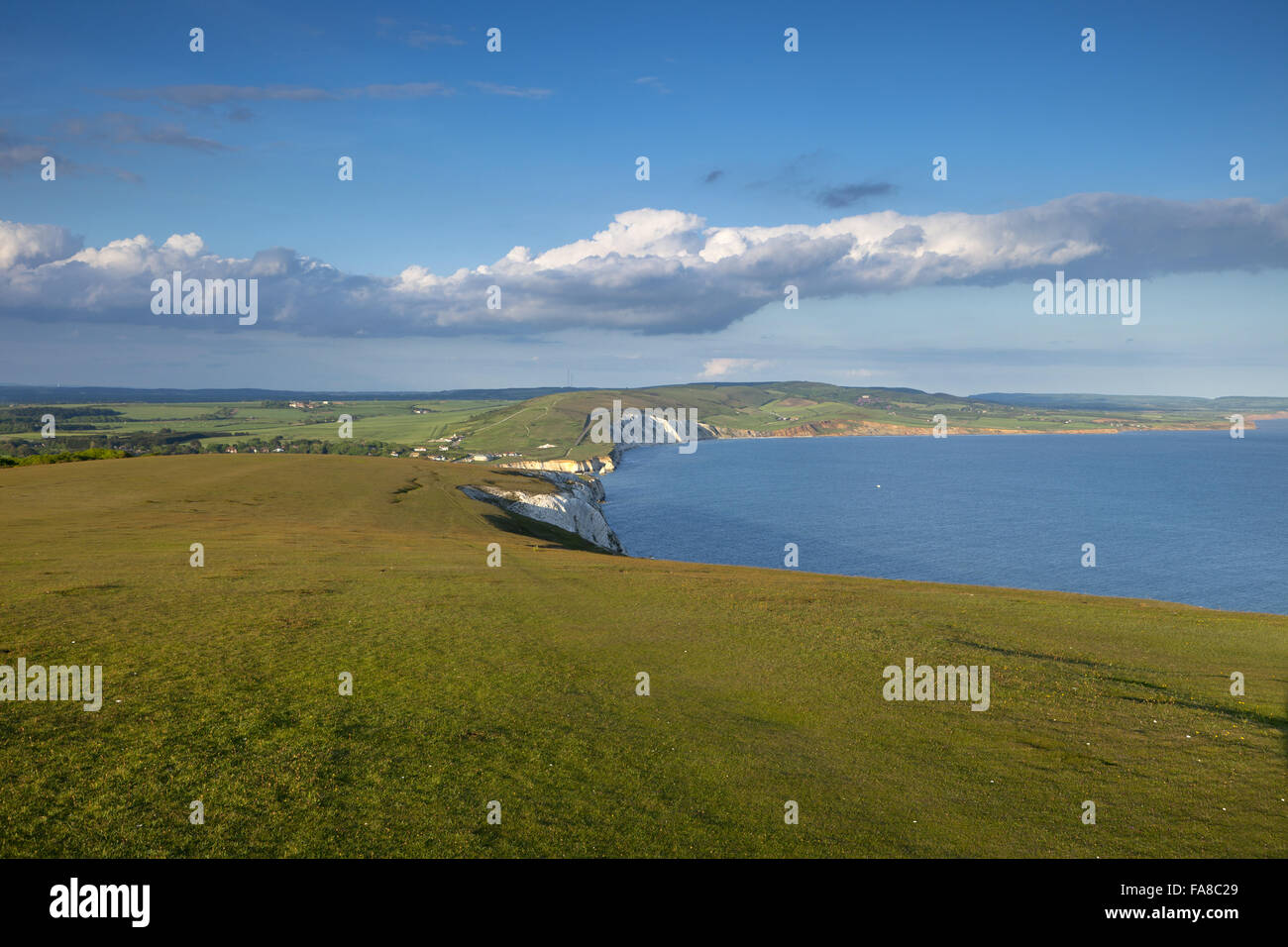 View of Compton Bay, Compton Chine and Compton Down from Tennyson Down ...